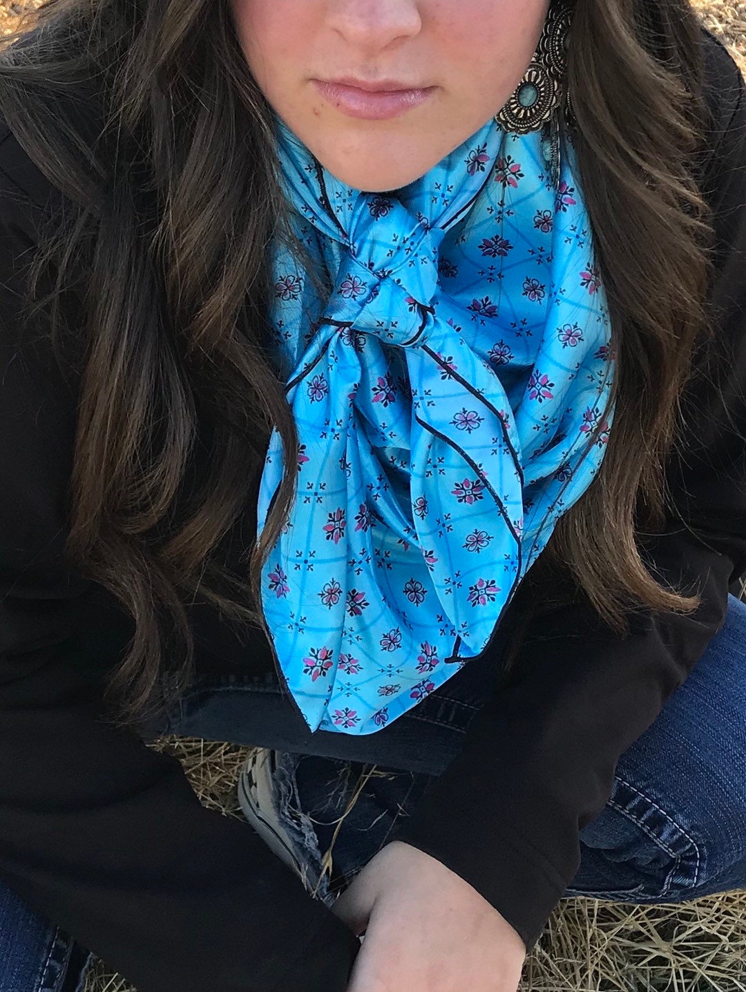 Blue New Cowboy Wildrag Western Neck Scarf Bandana - Etsy