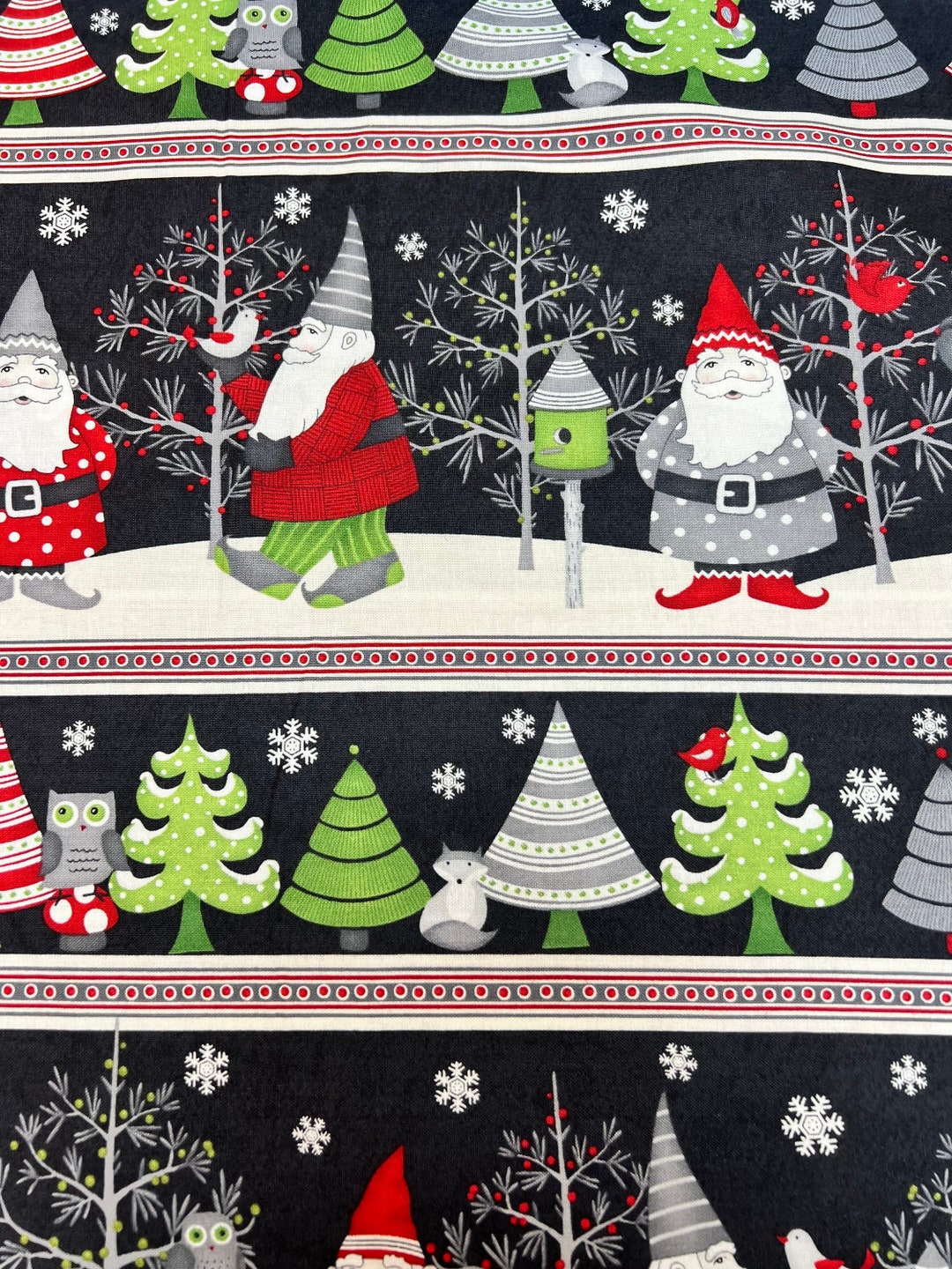 Winter Gnomes Border Fabric by Debbie Mumm - Etsy