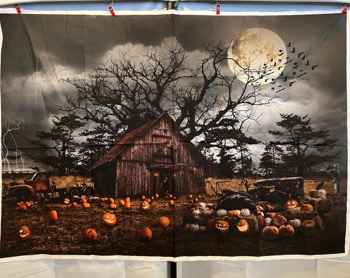 Haunted House Halloween Digital Panel Hoffman Fabrics Cotton Quilt ...