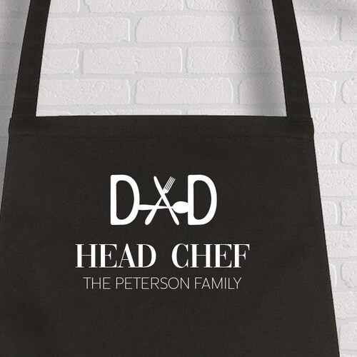 Personalised Dad Apron With Family Name / Dad Head Chef / BBQ - Etsy