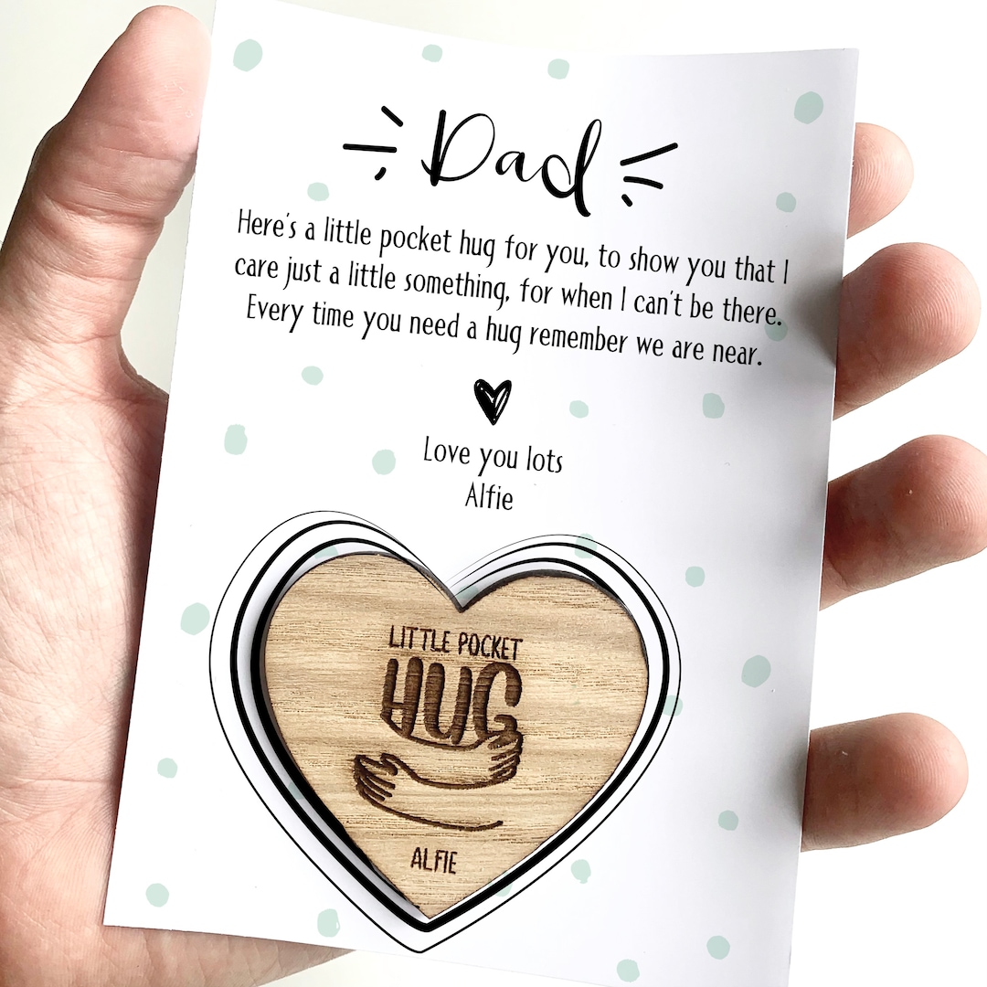 Father's Day Gift for Dad / Personalised Little Pocket Hug Wooden Heart ...