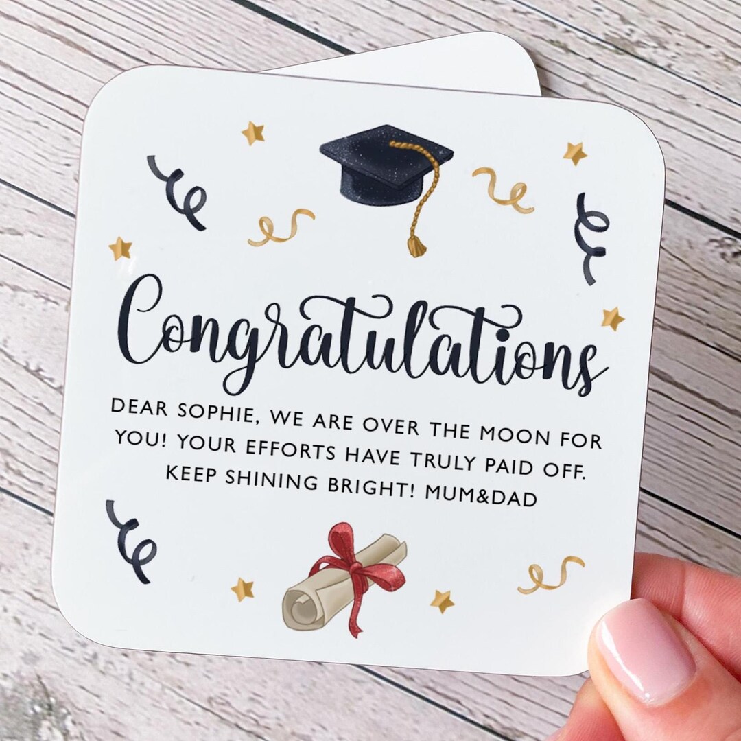 Personalised Graduation Gift Coaster Congratulations Message Gift for ...