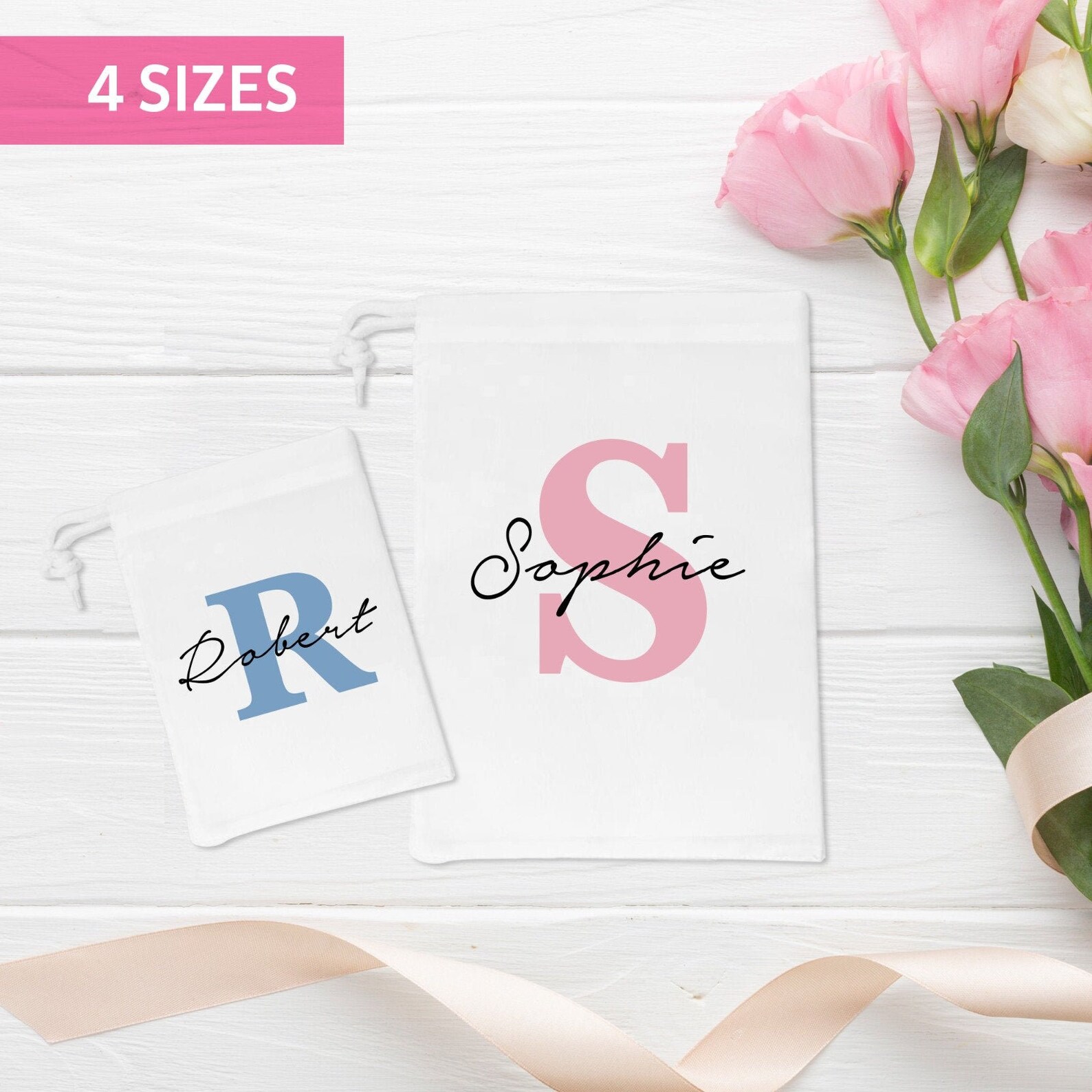 Personalised Drawstring Gift Bag With Name and Initial / Easy Way to ...