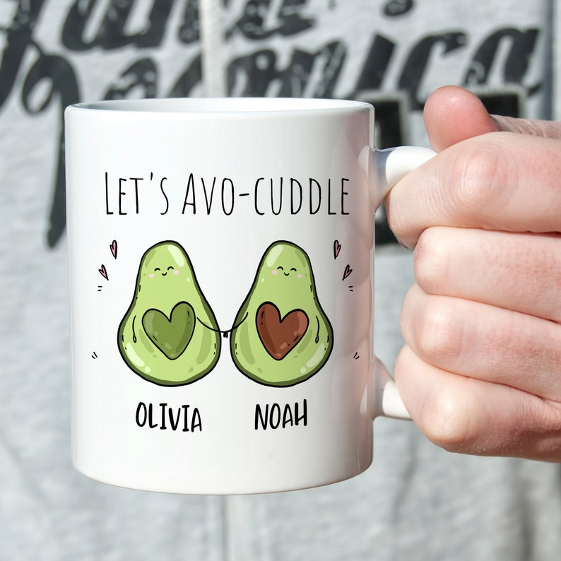 Personalised Let's Avo-cuddle Couple Mug With Names / Valentine's Day ...