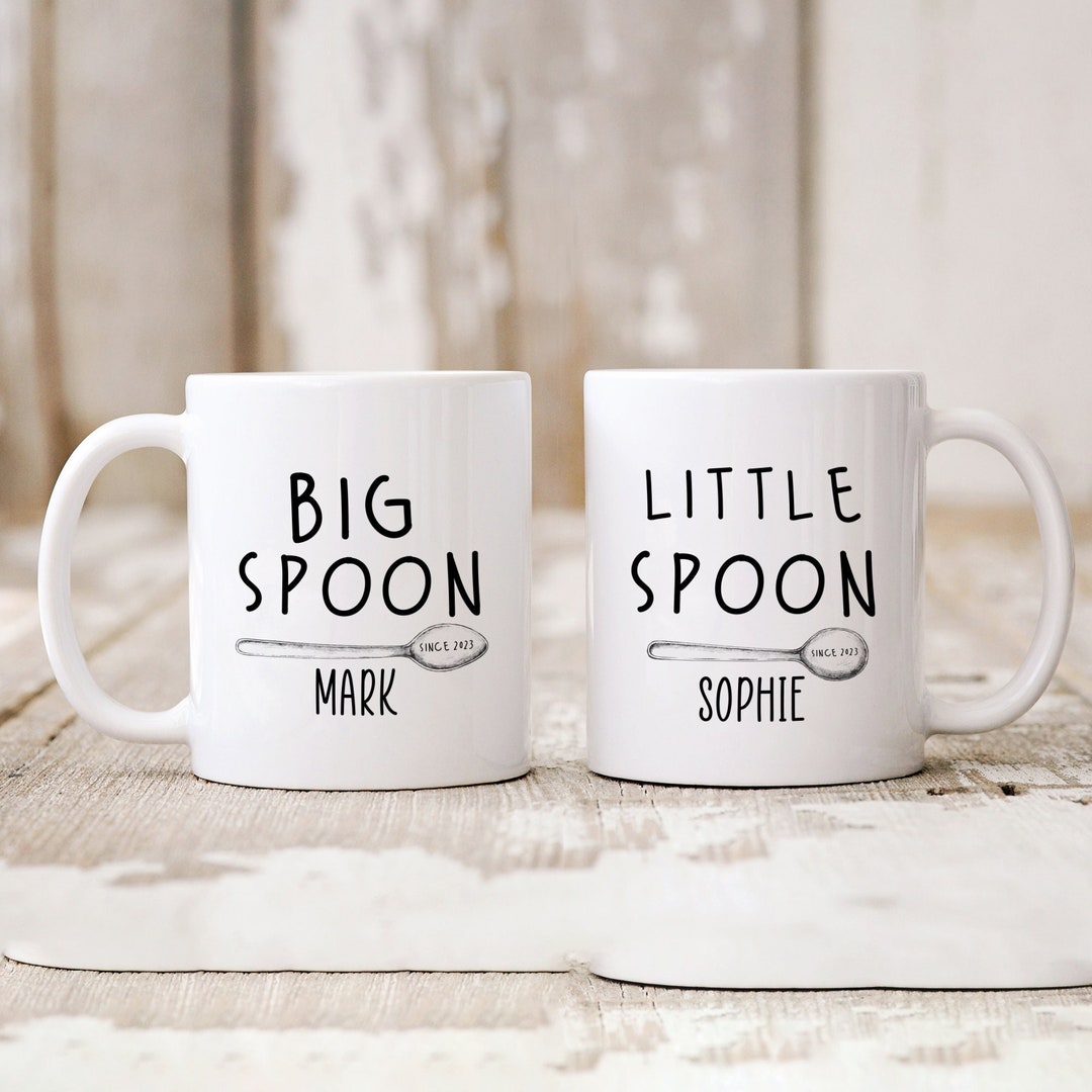 Personalised Big Spoon Little Spoon Matching Mug With Couple Names ...