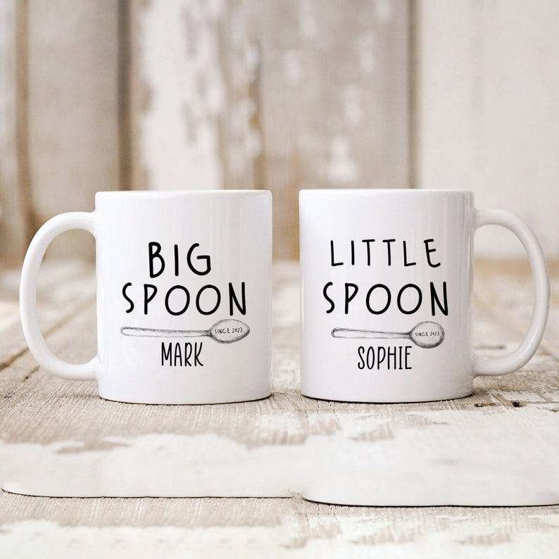 Personalised Big Spoon Little Spoon Matching Mug With Couple Names ...