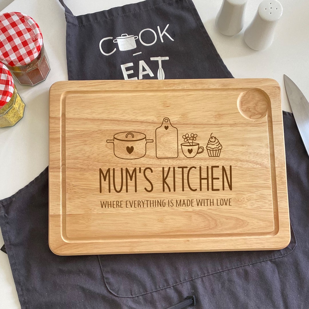 Mum's Kitchen Engraved Wooden Chopping Board / Mother's Day Gift ...