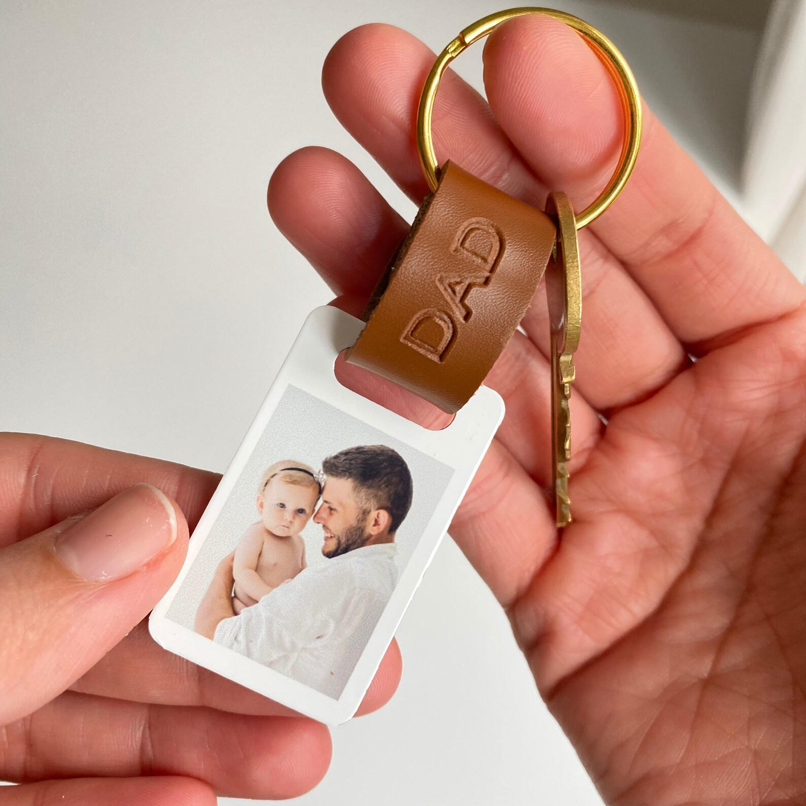 Personalised Dad Photo Keyring / Leather Photograph Keychain / - Etsy