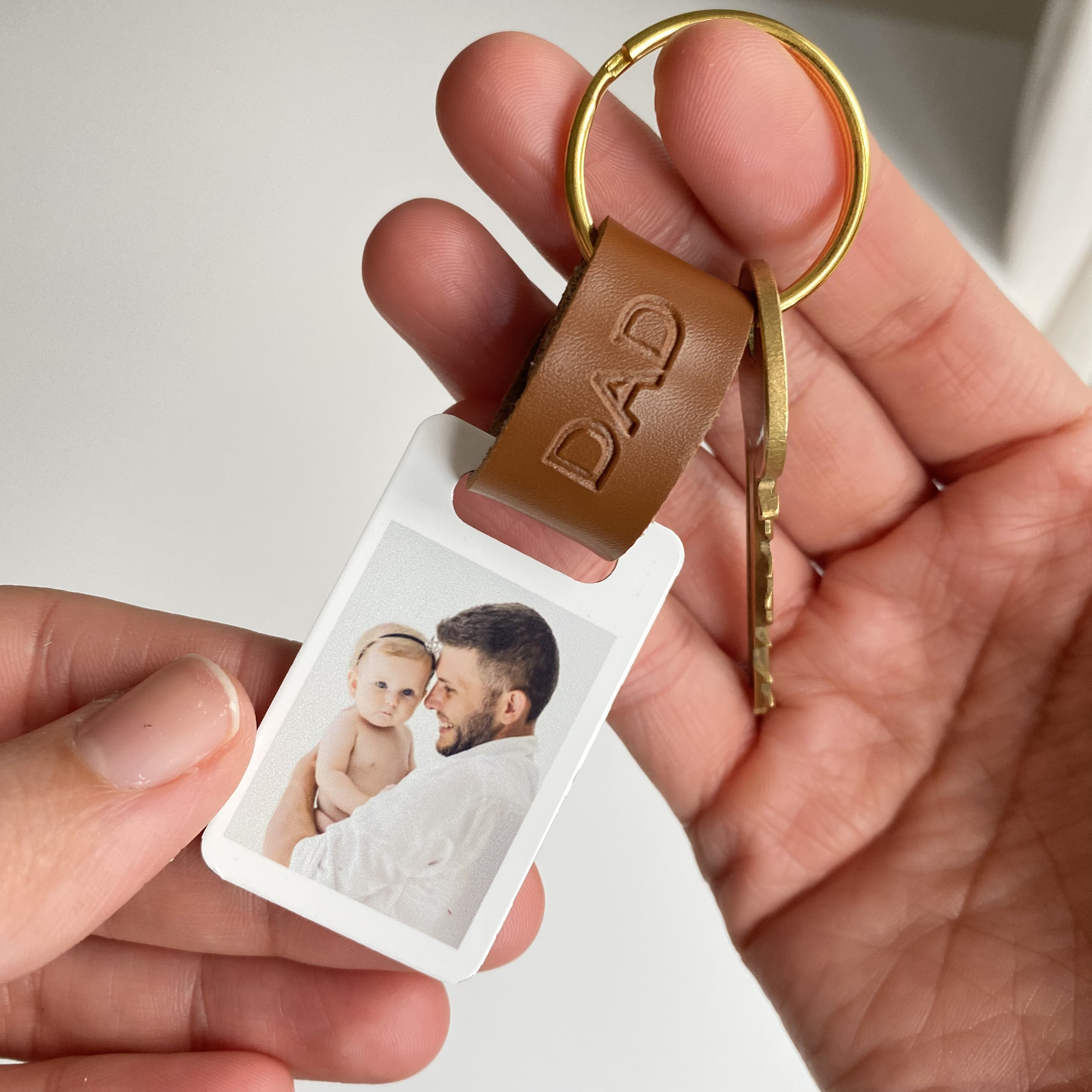 Personalised Dad Photo Keyring / Leather Photograph Keychain / - Etsy UK