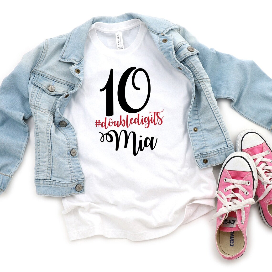 Personalised Doubledigits Kids 10th Birthday T-shirt, Double Digits ...