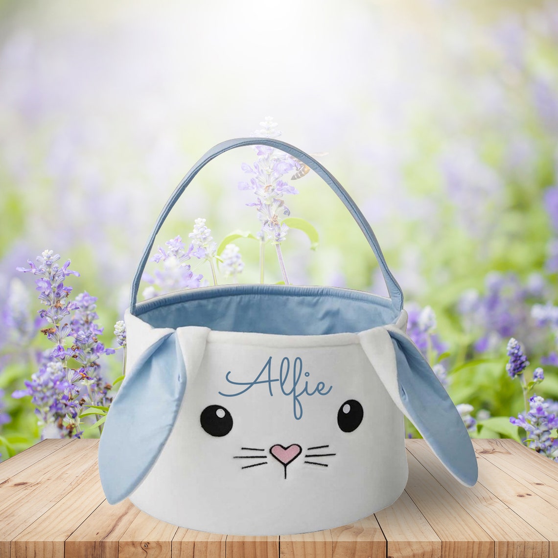 Personalised Cute Bunny Easter Basket With Name / Egg Hunt | Etsy