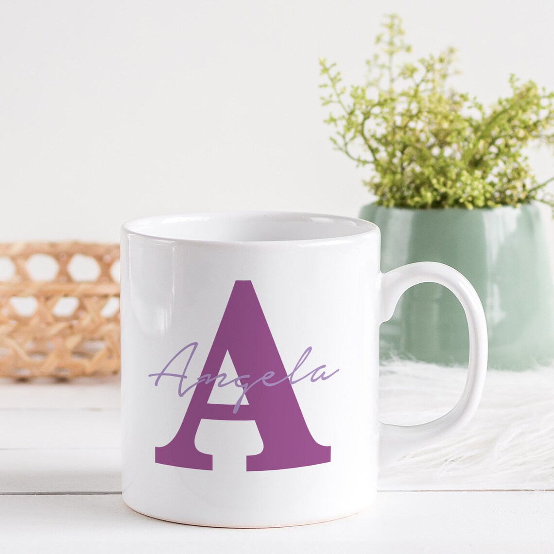Personalised Mug With Elegant Initial / Gift for Him or Her ...