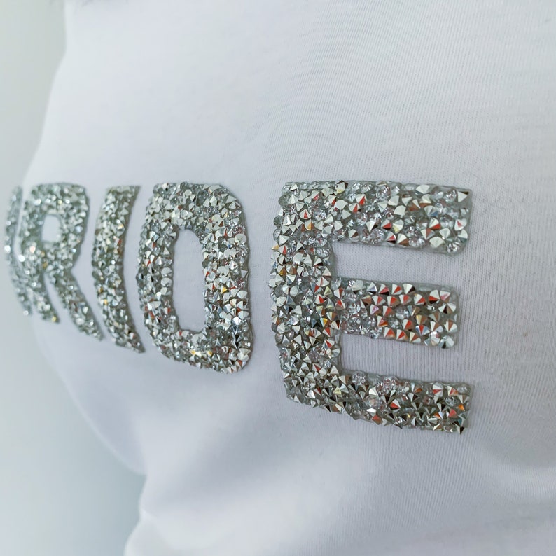 Bride T-shirt With Sparkly Rhinestone Letters / Bridal Shower - Etsy