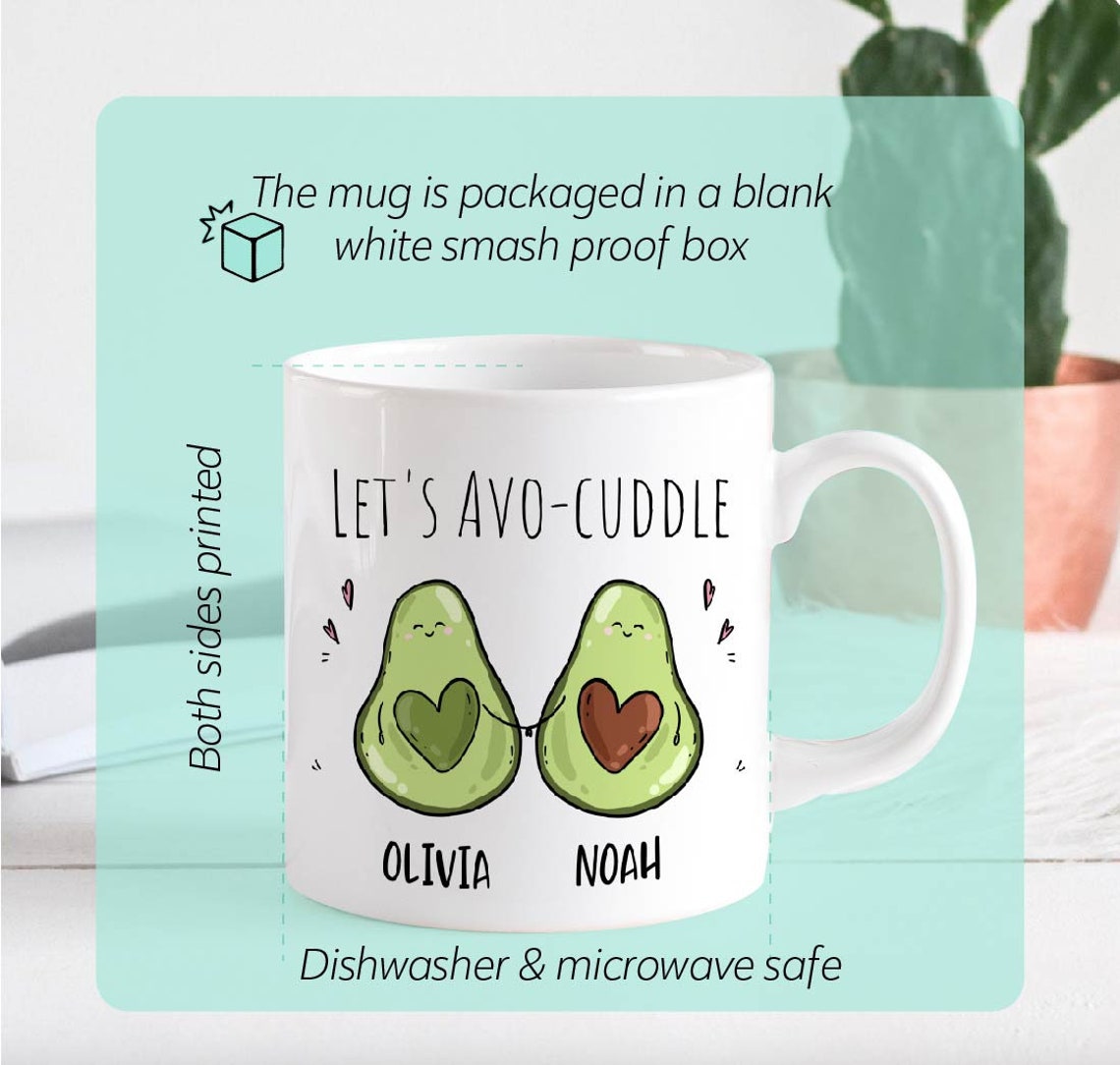 Personalised Let's Avo-cuddle Couple Mug With Names / Valentine's Day ...