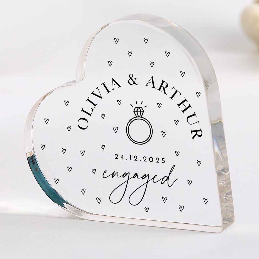 Engagement Gift for Couple Custom Acrylic Plaque With Names, Date ...