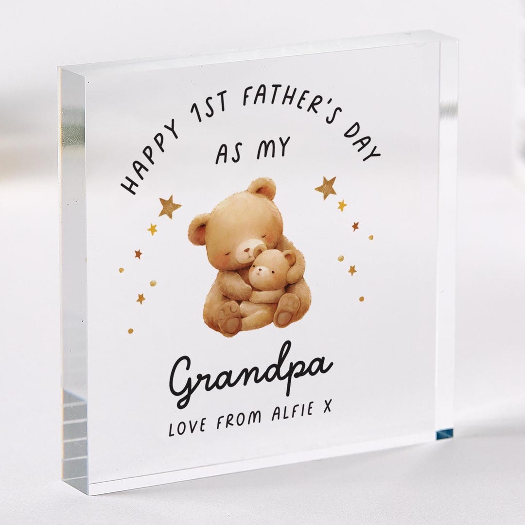 Grandpa Bear Gift Acrylic Plaque Cute 1st Father’s Day Gift From ...