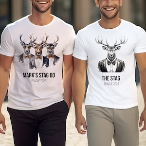The Stag and Stag's Team T-shirt / Groom Groomsman Gift Funny Men's ...