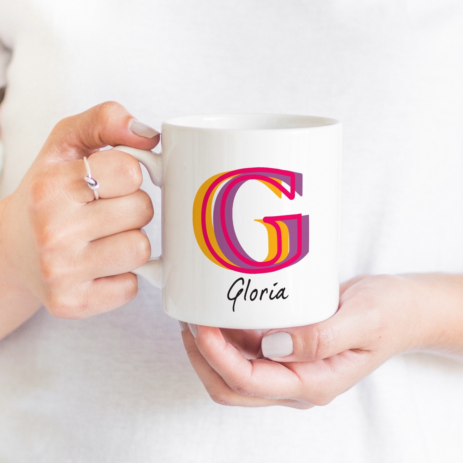 Personalised Mug With Stylish Initial / Gift for Him or Her / - Etsy