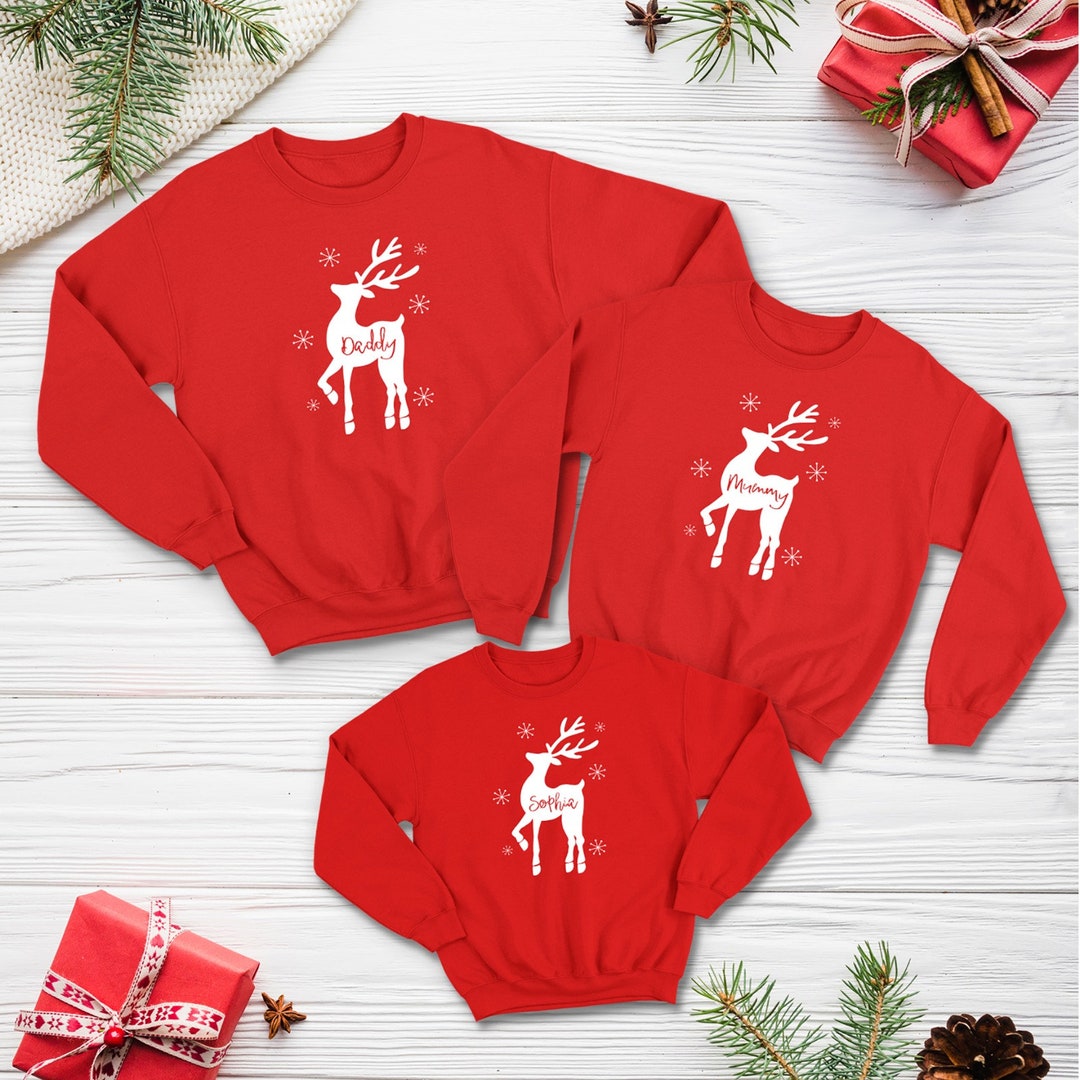 Matching Family Christmas Jumper / Reindeer Xmas Sweatshirt / Festive ...