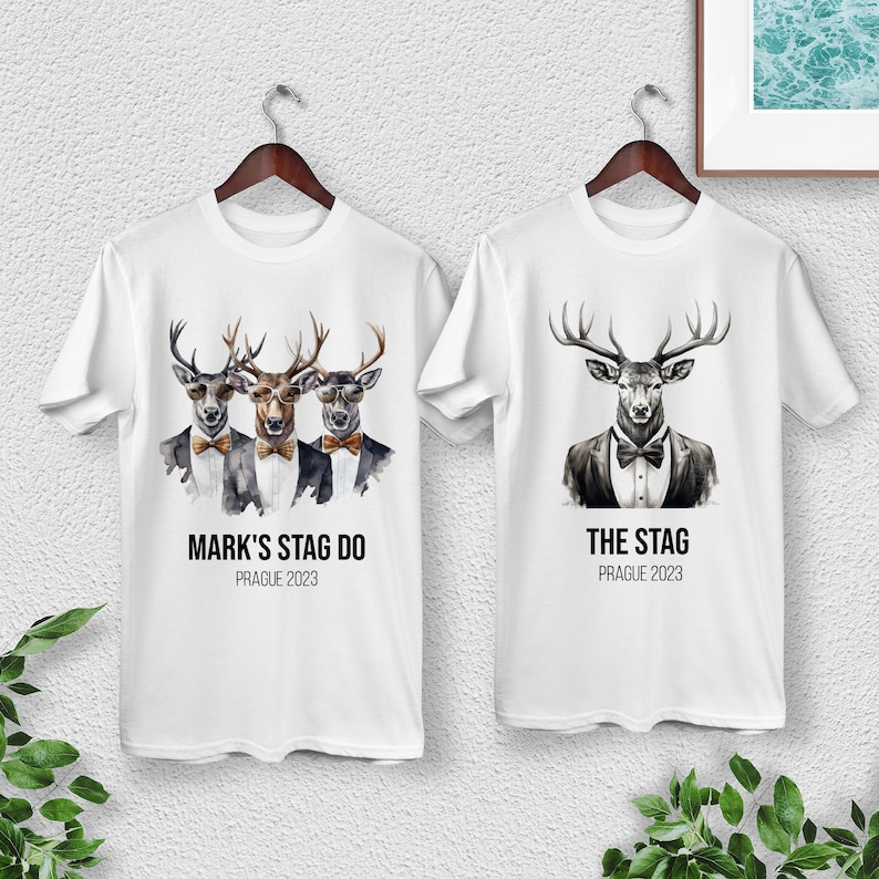 The Stag and Stag's Team T-shirt / Groom Groomsman Gift Funny Men's ...