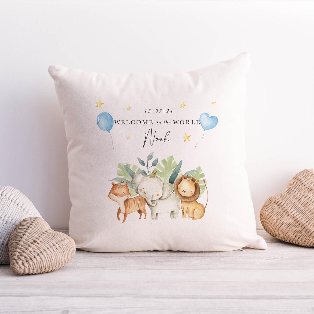 Personalised Welcome to the World Cushion With Baby's Name and Date Mum ...