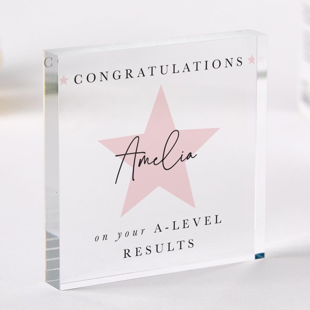A-level Result Gift Congratulations Acrylic Plaque Personalised Gift ...