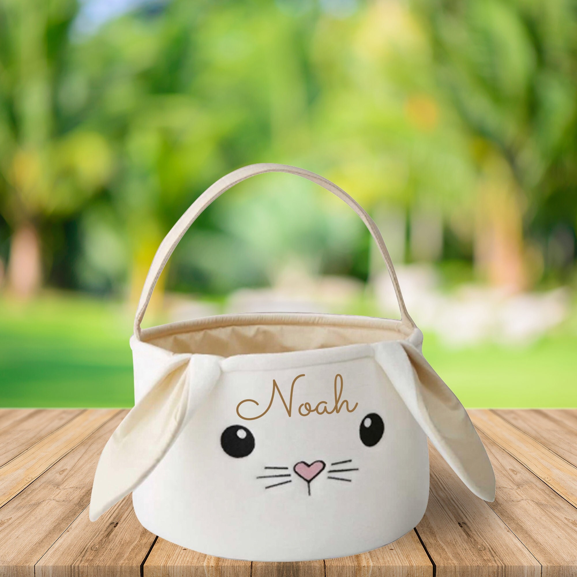 Personalised Cute Bunny Easter Basket With Name / Egg Hunt | Etsy