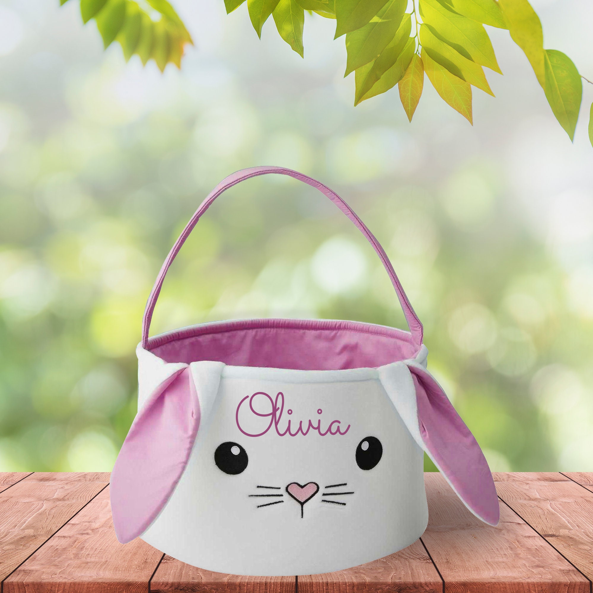 Personalised Cute Bunny Easter Basket With Name / Egg Hunt | Etsy