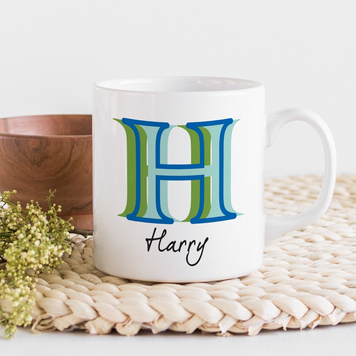 Personalised Mug With Stylish Initial / Gift for Him or Her / - Etsy