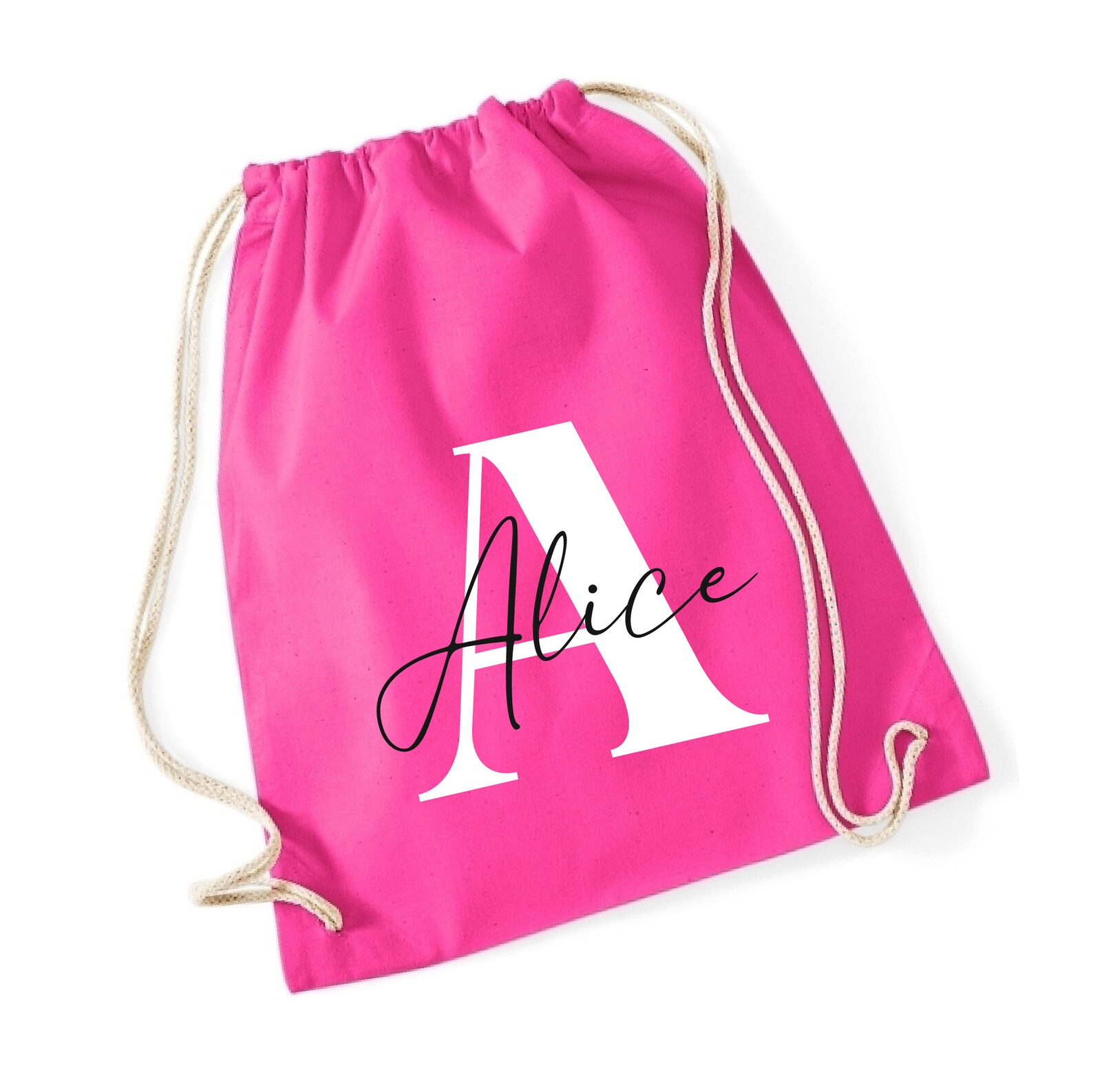 Personalised Initial and Name PE Bag With Kids Name / 100% Cotton ...