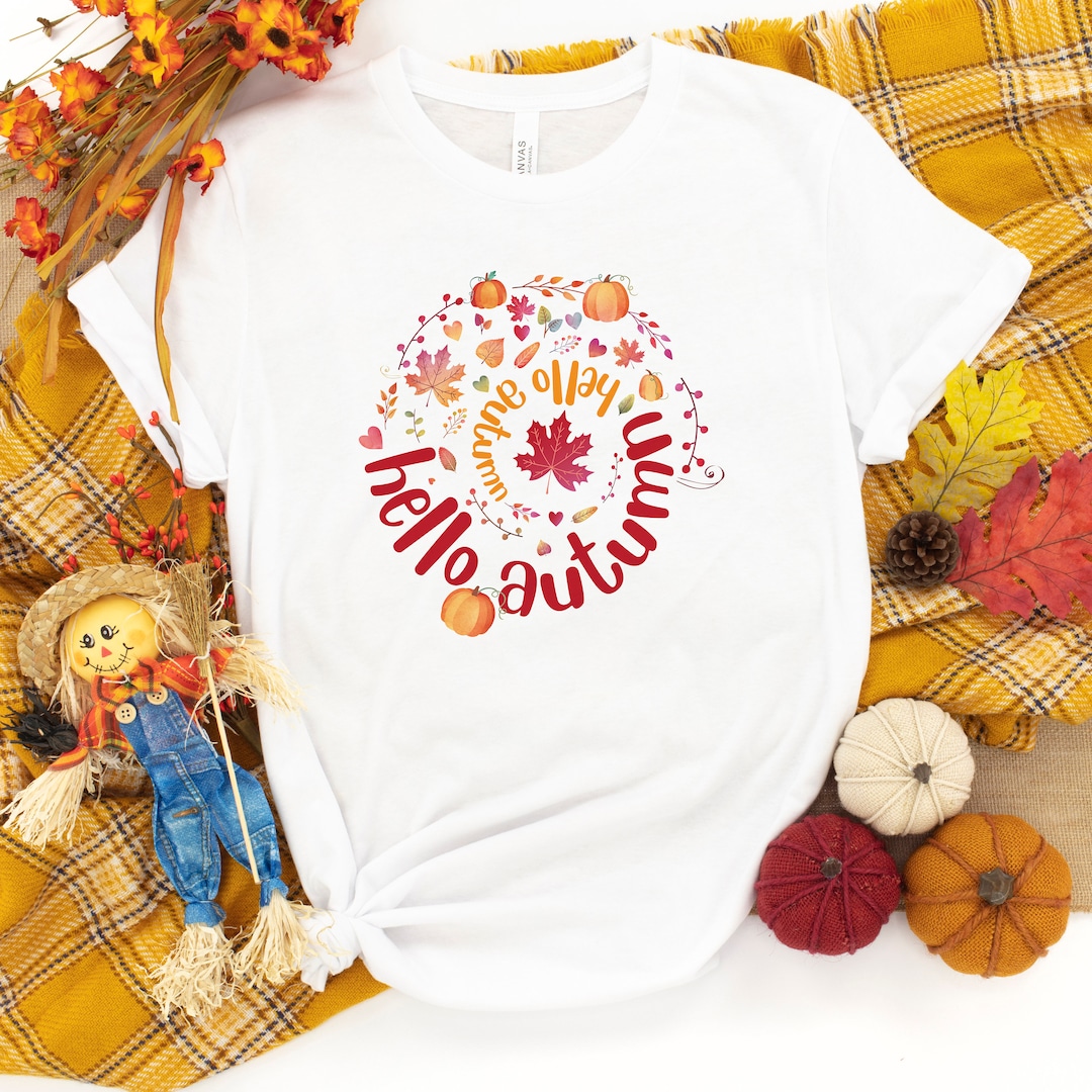 Hello Autumn T-shirt / Cute Autumn Shirt / Fall T-shirt / Autumn Tee ...