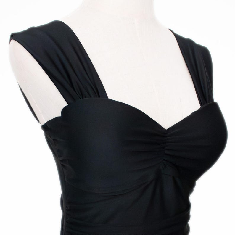 Retro 50s Style One Piece Cover-up Black Ruffled Swim Dress - Etsy