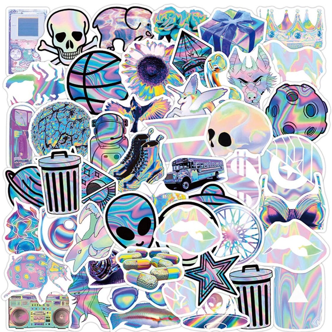 5-100 Piece Pastel Rainbow Sticker Pack Decals & Skins Electronics ...