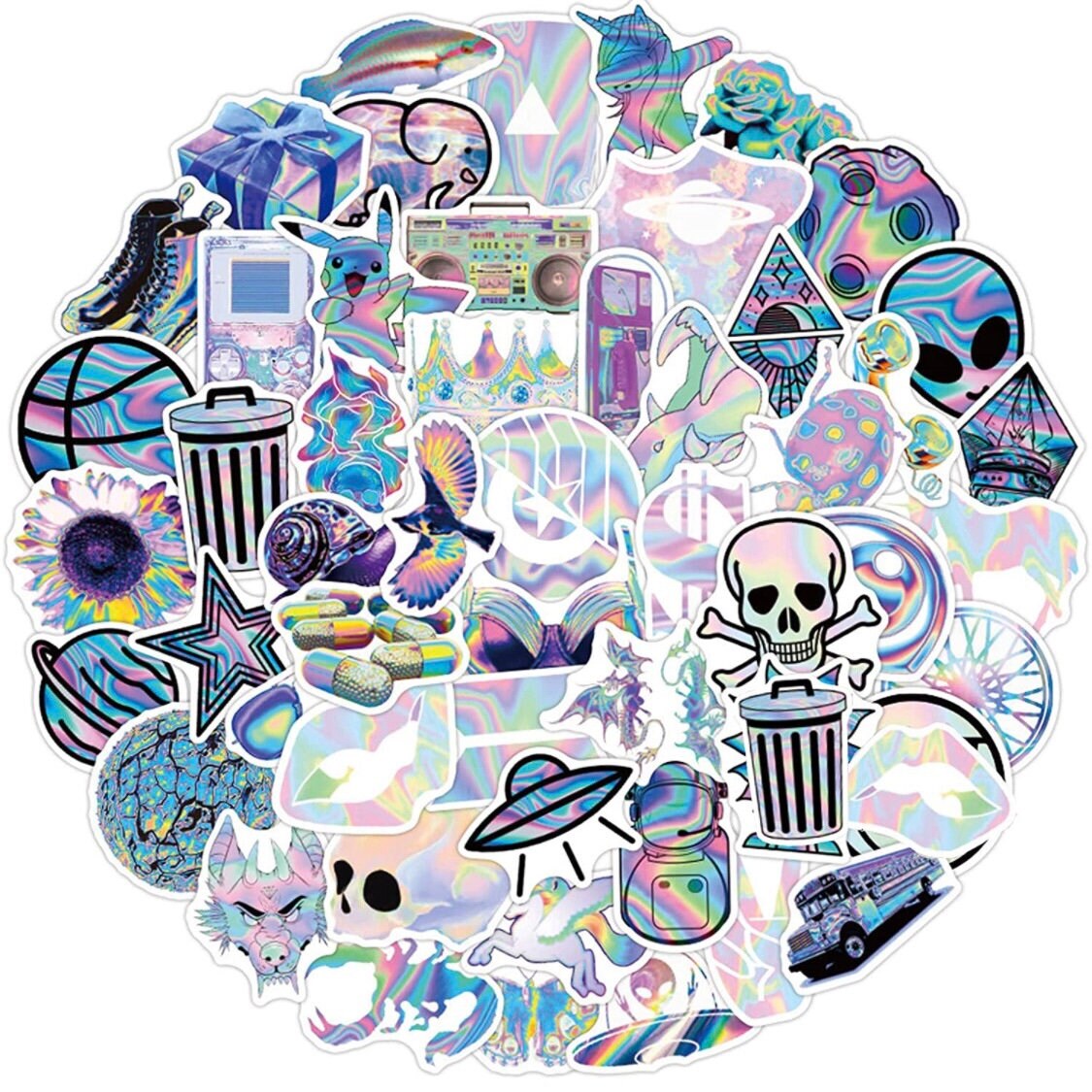 5-100 Piece Pastel Rainbow Sticker Pack Decals & Skins Electronics ...