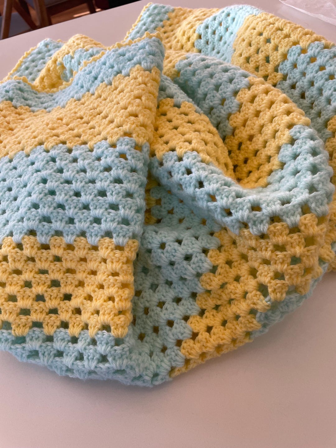 Large Granny Square Throw in Yellow and Blue (79) - Etsy