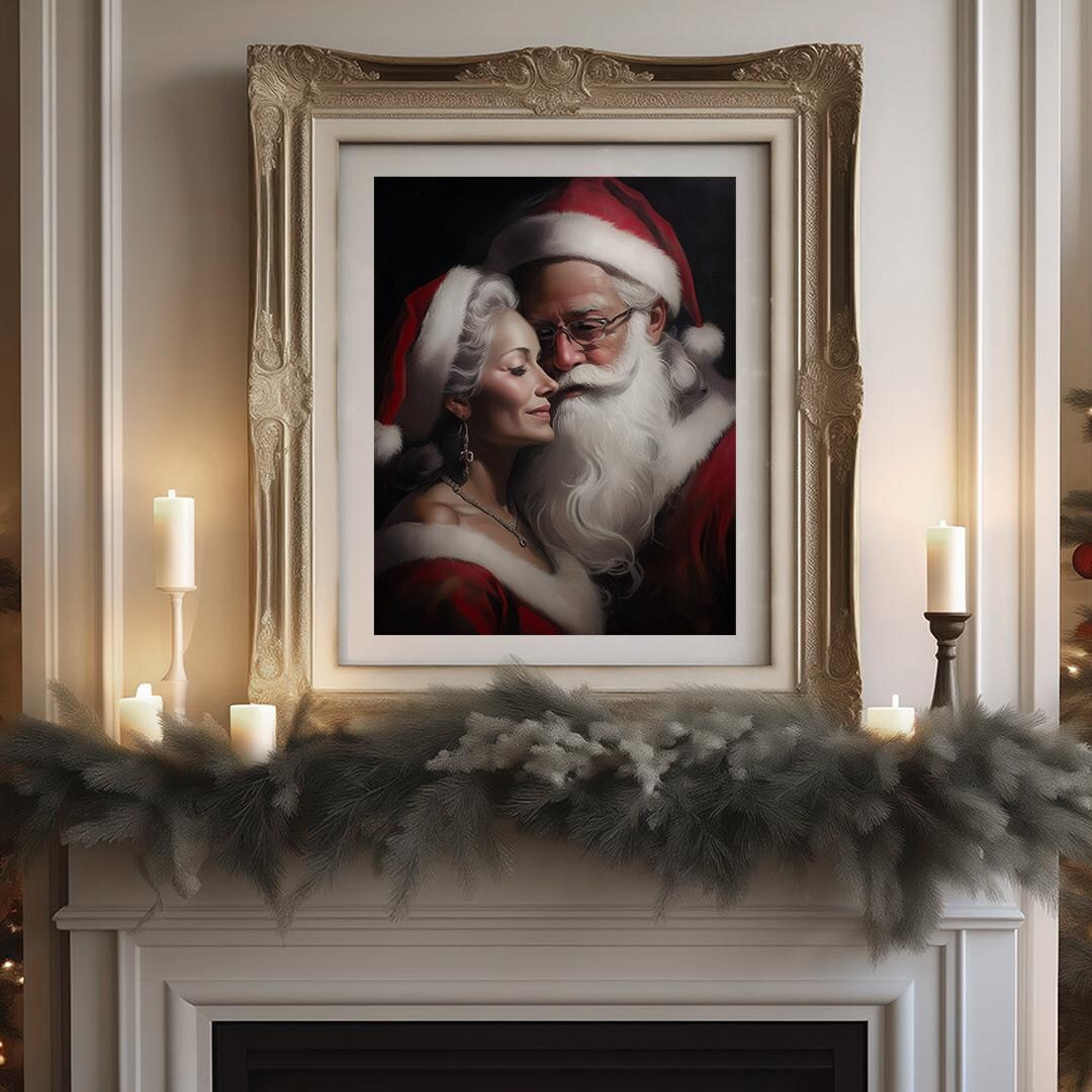 Christmas Wall Art Print/ Vintage Santa Claus Art Print/ Moody ...