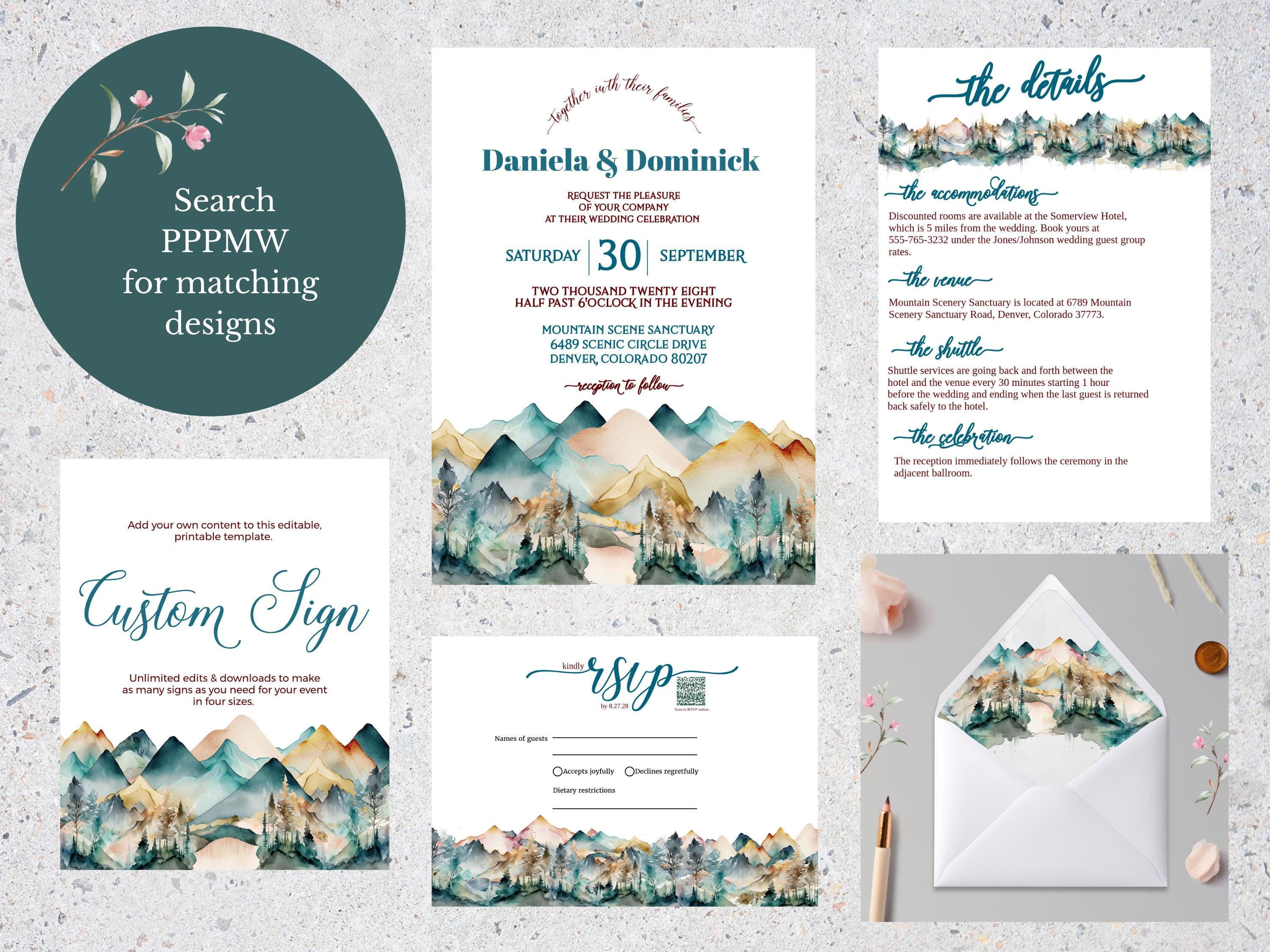 Mountain Table Numbers for Wedding, Watercolor Mountain Themed Table ...