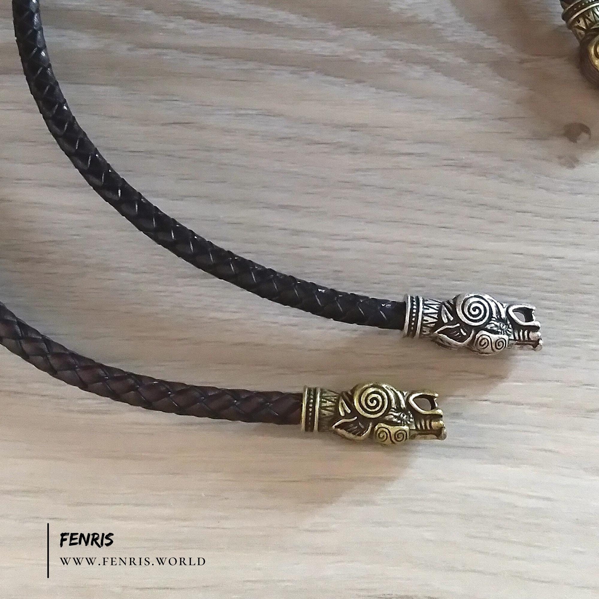 Wolf Torc Necklace Bronze or Silver Black or Brown Leather - Etsy