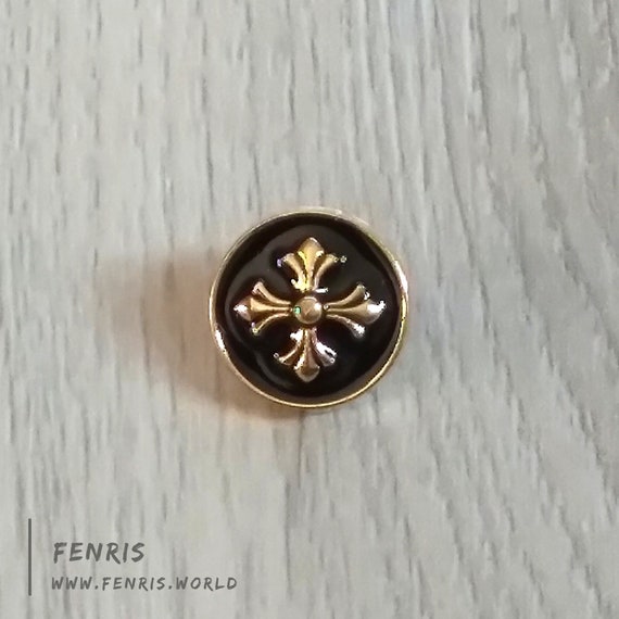 Black Enamel Gothic Cross Gold Buttons 1/2 Inch Set of 8 | Etsy