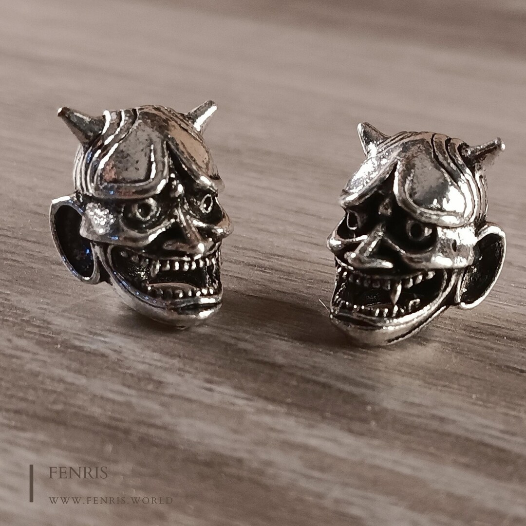 Beard Braid Beads Silver Yokai Demon Set of 2 - Japanese Oni - Etsy