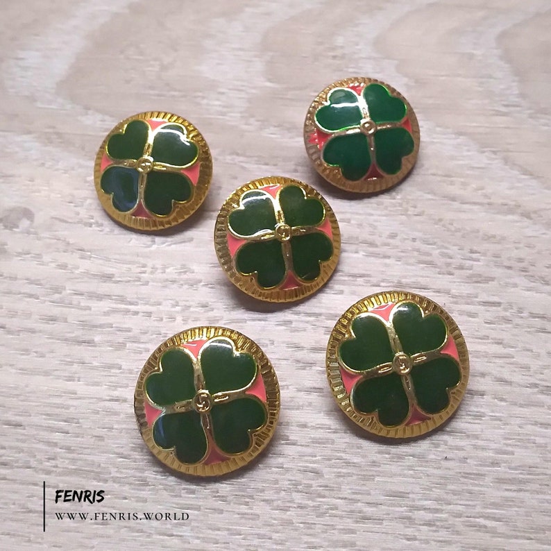 Irish Celtic 4 Leaf Clover Buttons Gold Green Enamel 3/4 Inch - Etsy