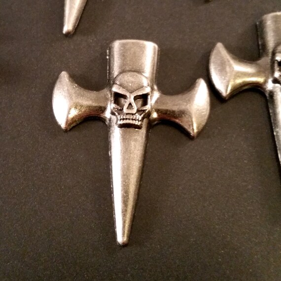 Silver Skull Cross Rivets Studs Set of 10 Leather Costume SCA | Etsy