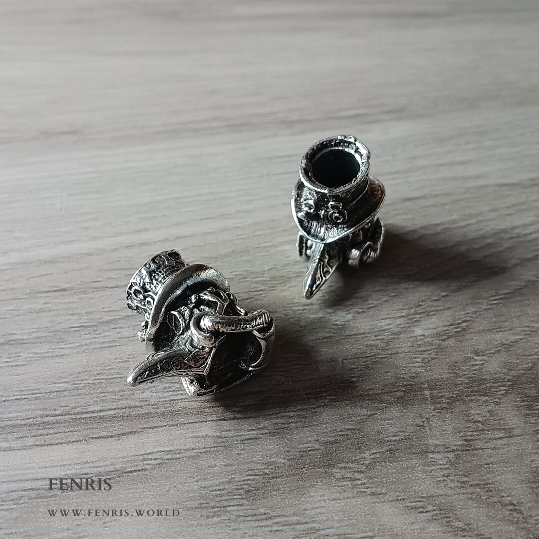 Plague Doctor Silver Beard Braid Beads - Viking, Celtic, SCA, LARP ...