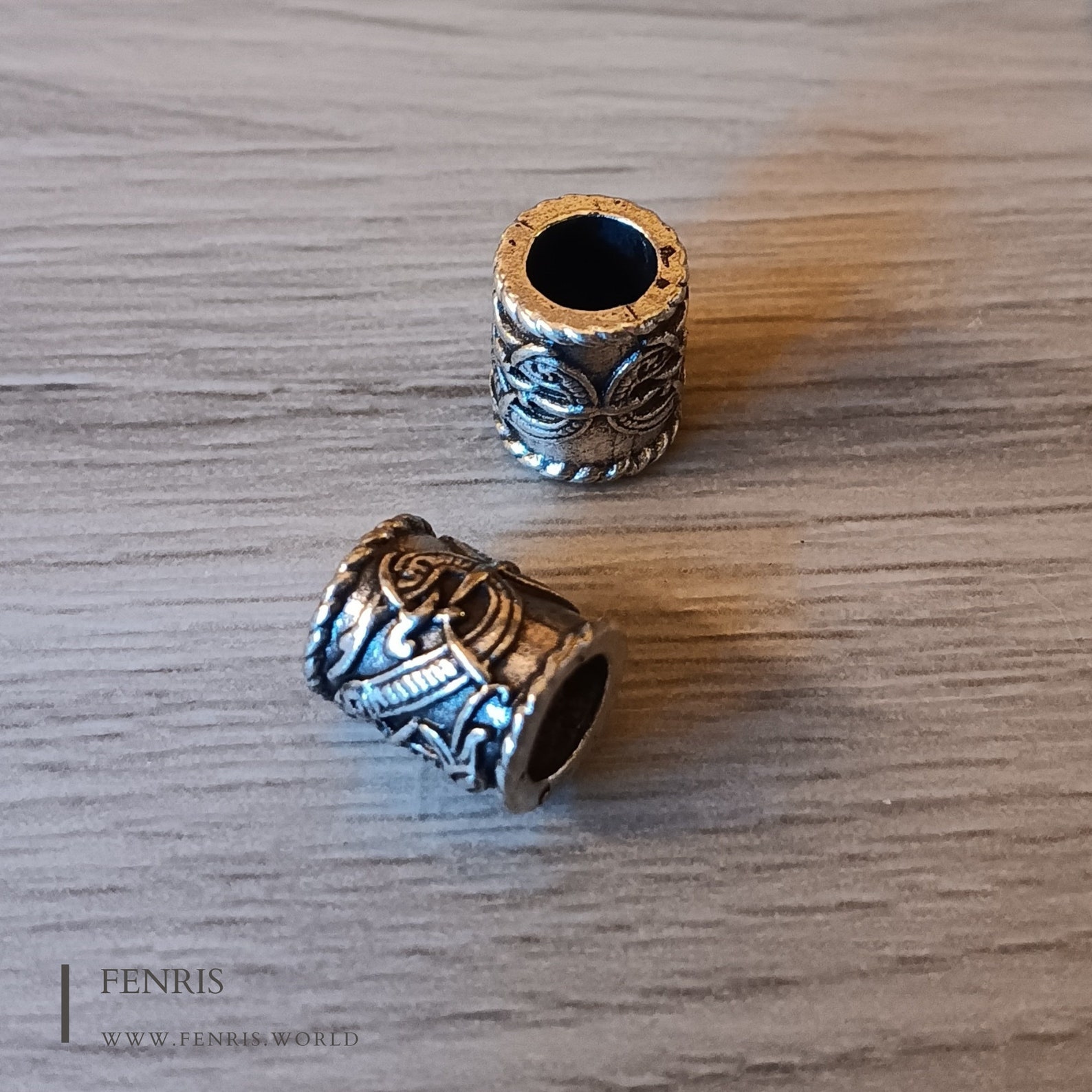Dragon Knotwork Beard Braid Hair Beads Silver Small - Viking Celtic SCA ...