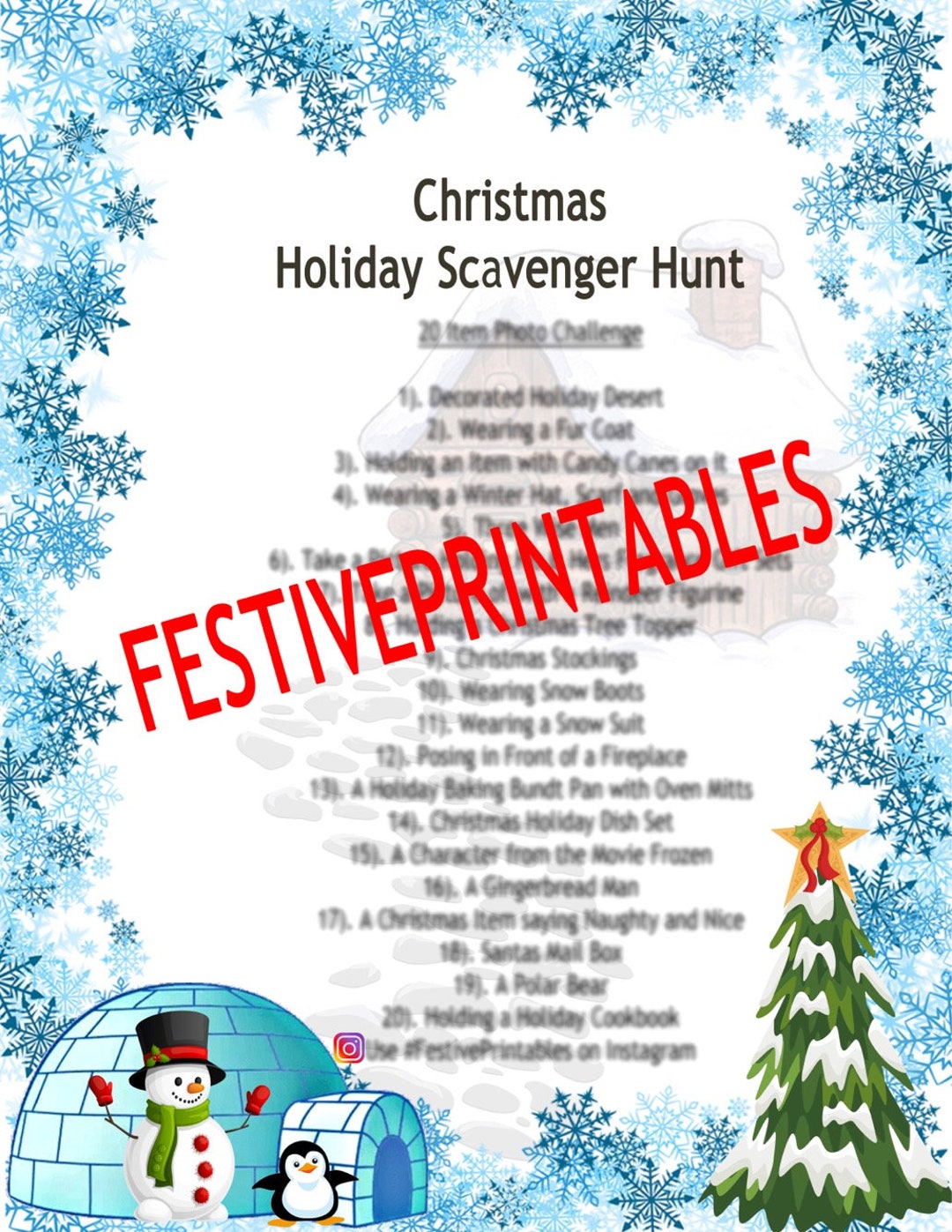 Mall Christmas Scavenger Hunt, Family Fun, Instant Printable Game, 20 ...