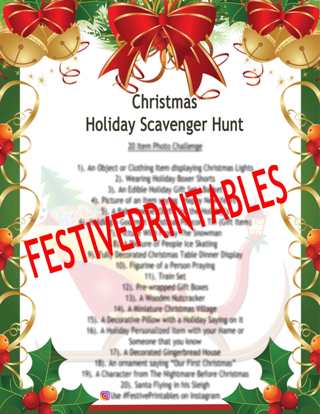 Mall Christmas Scavenger Hunt, Family Fun, Instant Printable Game, 20 ...