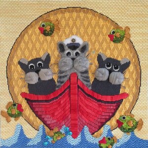 Stitch Guide Only Needlepoint Digital Cats in a Dinghy Annie Lane ...