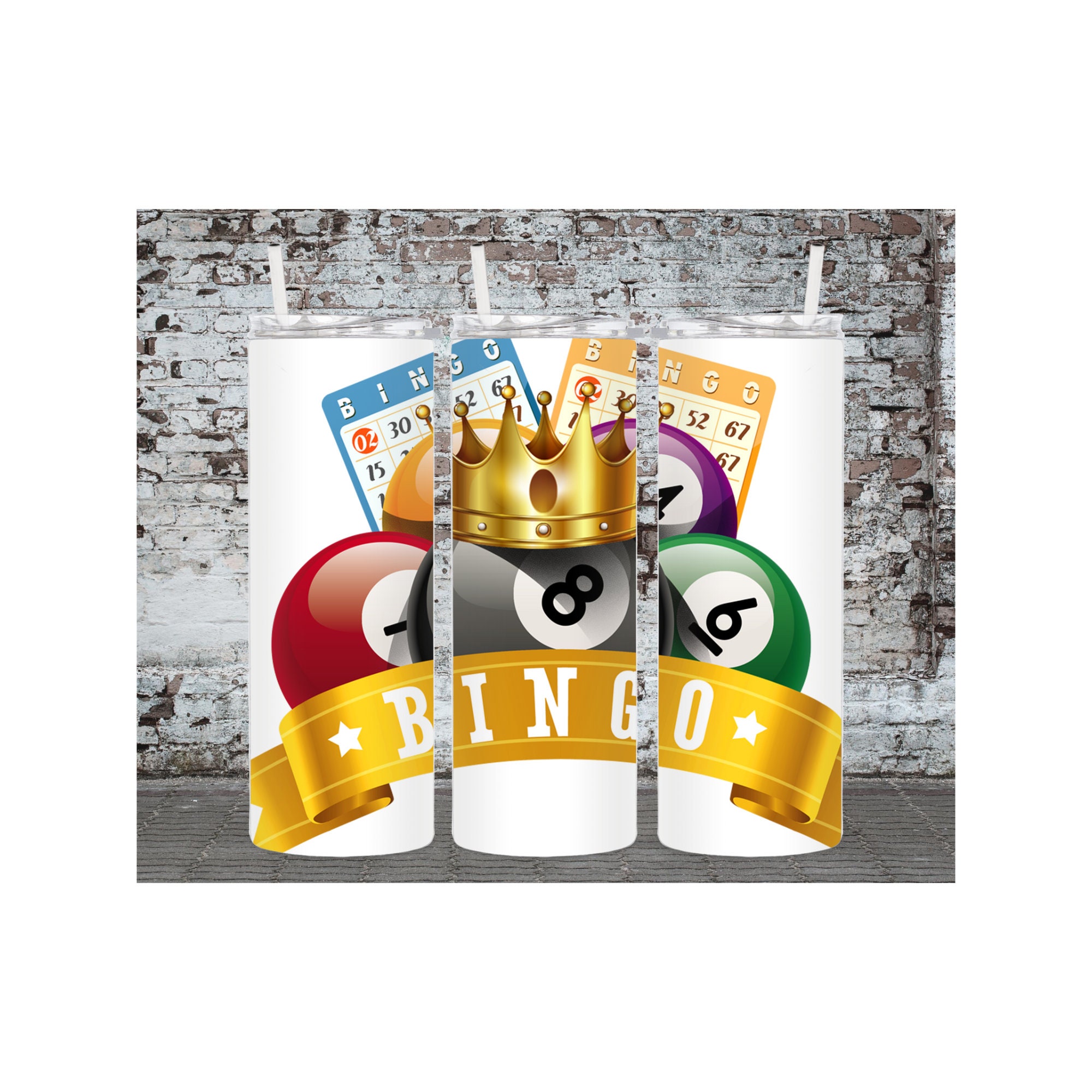 Bingo Tumblers 20 Oz Skinny bingo Crown and Banner - Etsy