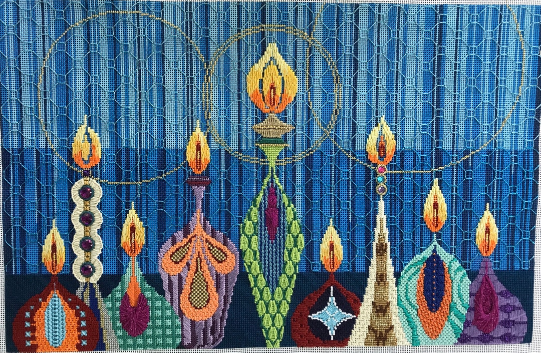 Stitch Guide Only - Needlepoint Digital - Menorah by Tapestry Fair - Etsy