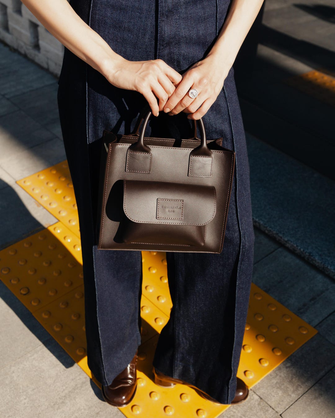 Brown Genuine Leather Big Square Bag Women, Custom Mini Handbag, Cute ...